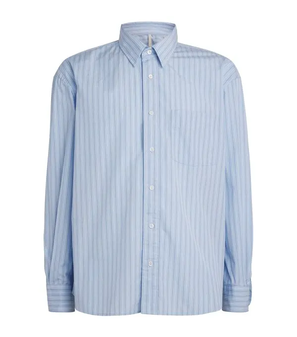 SUNFLOWER Cotton Stripe New Base Shirt - Blue