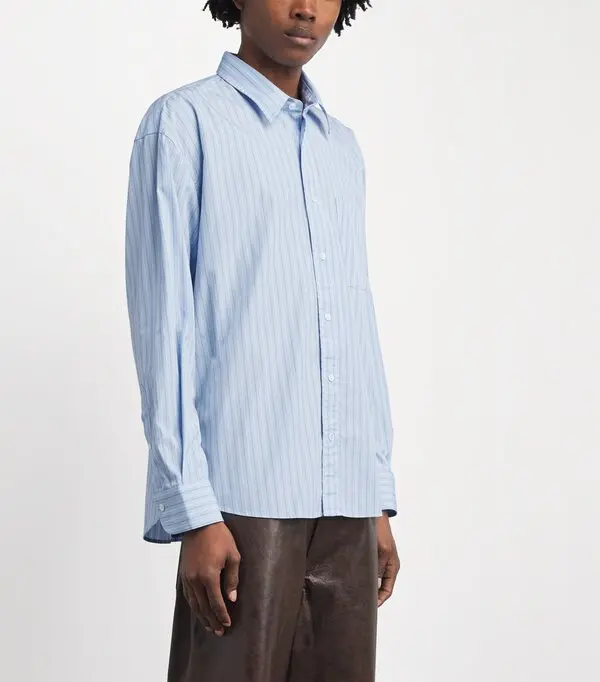 SUNFLOWER Cotton Stripe New Base Shirt - Blue