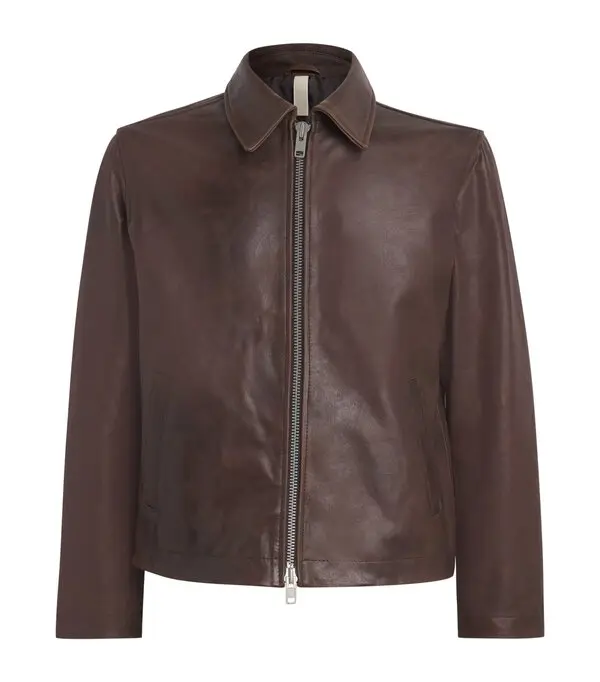 SUNFLOWER Leather Zip-up Jacket - Brown