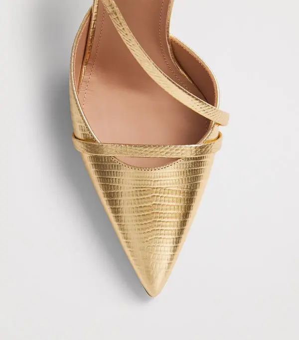 MALONE SOULIERS Valeria Metallic Embossed Leather Slingback Pumps - Gold