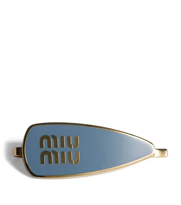 Miu Miu Enamel Logo Hair Clip - Turquoise