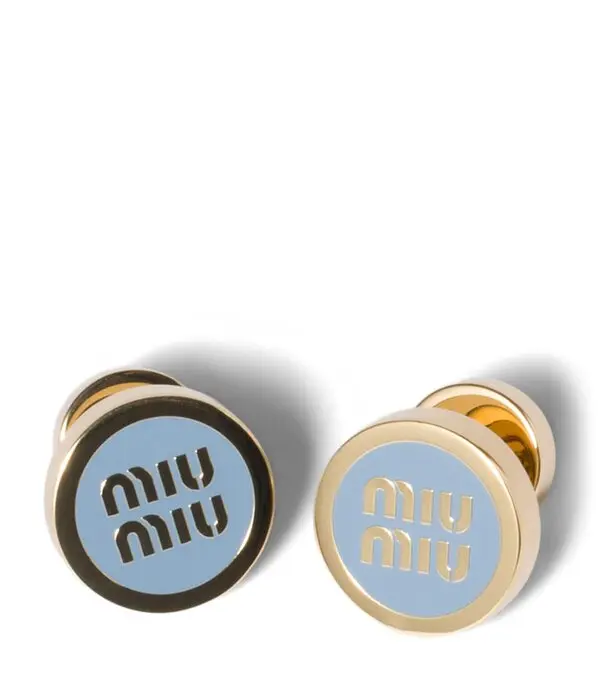 Miu Miu Enamel Logo Earrings - Turquoise