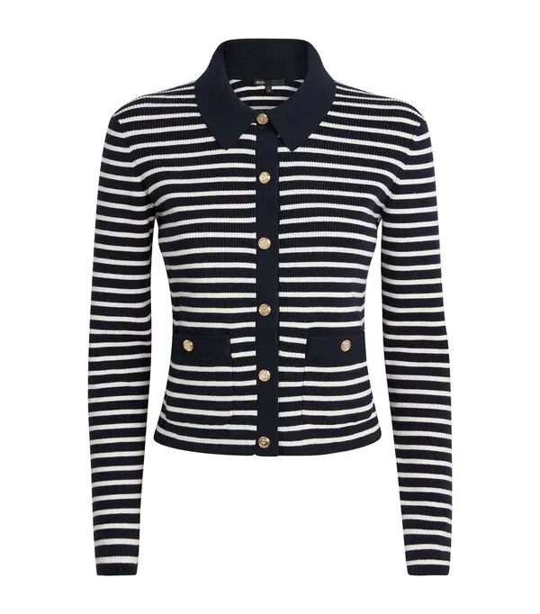 Maje Rib-knit Stripe Cardigan