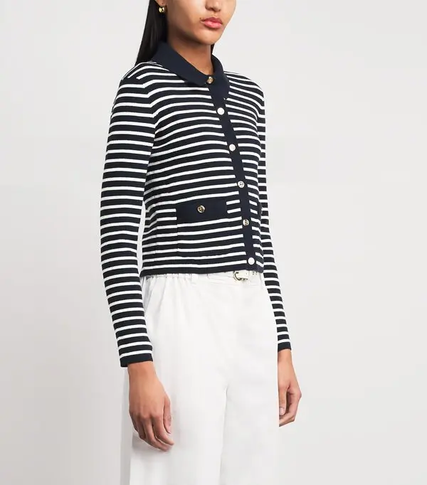 Maje Rib-knit Stripe Cardigan