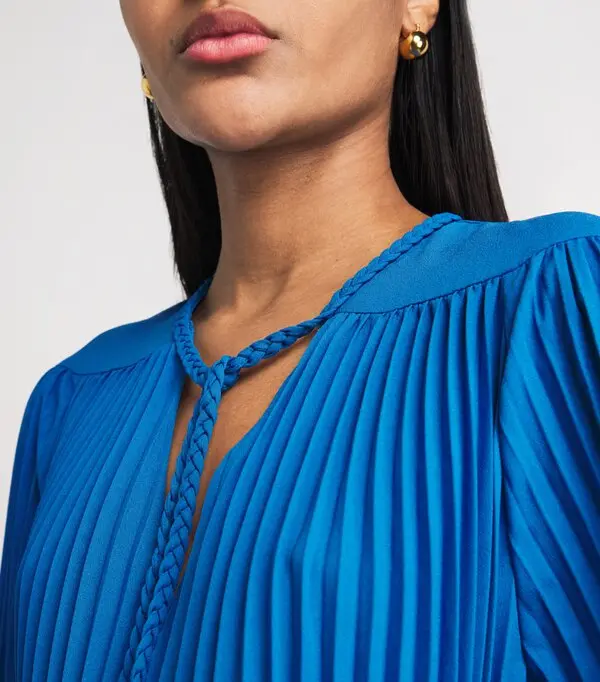 Maje Pleated Mini Dress With Belt