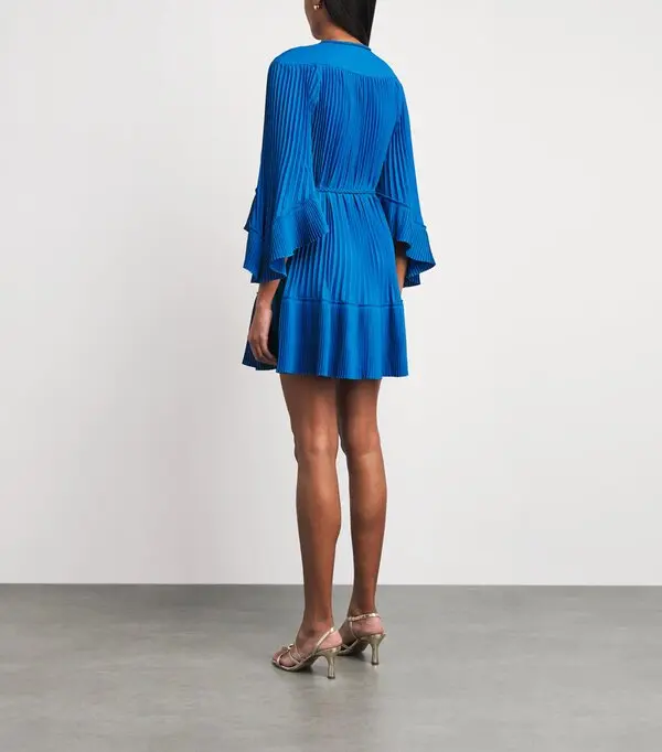 Maje Pleated Mini Dress With Belt