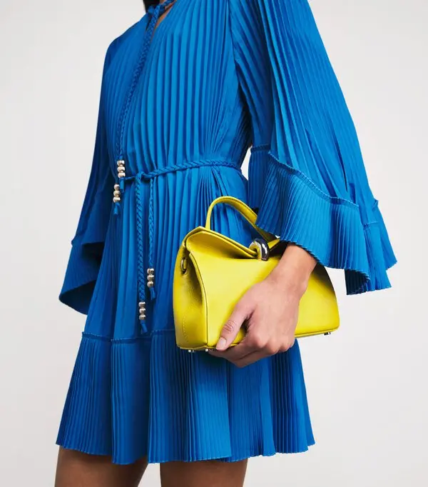 Maje Pleated Mini Dress With Belt