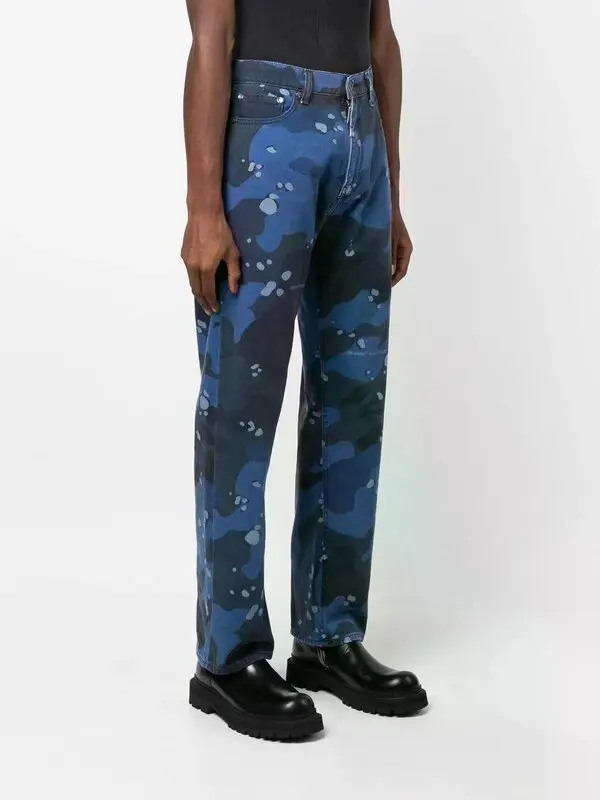 Off-White Camouflage Print Straight Leg Jeans