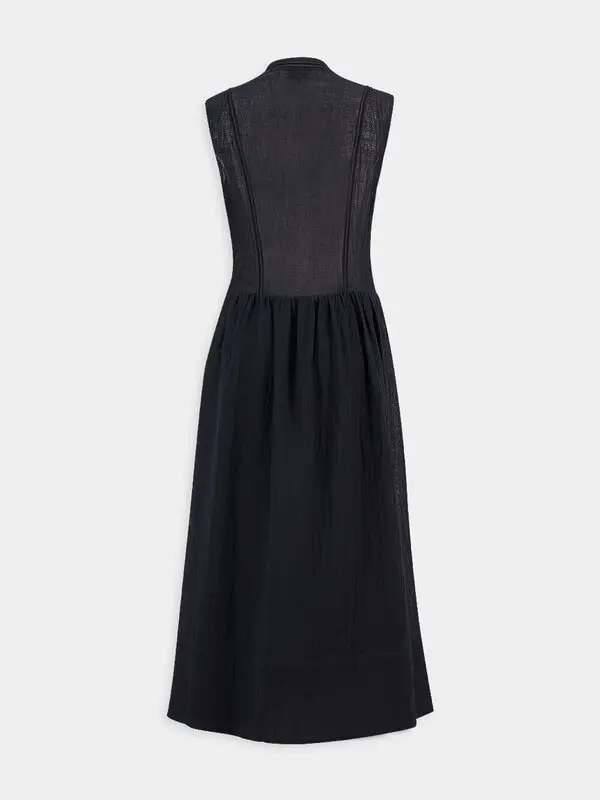 Zeus+dione Fermeli Buttoned Linen Midi Dress