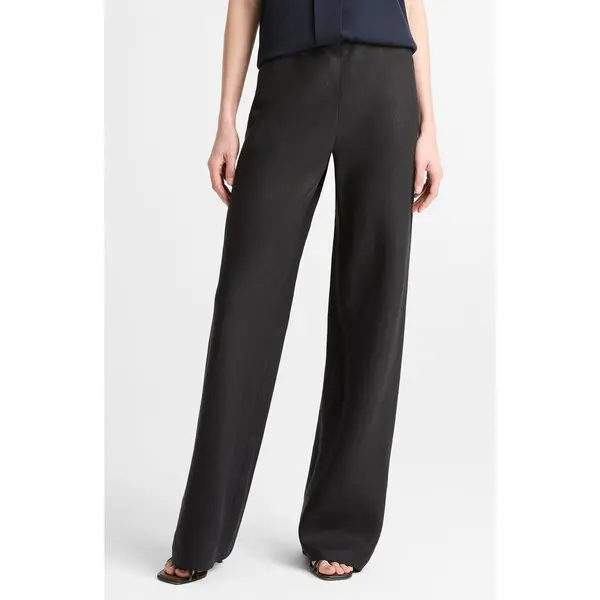 Vince Colette Wide-leg Linen Pants - Black