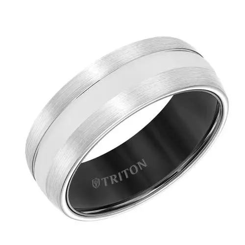 TRITON 8mm Tungsten Carbide Band - White