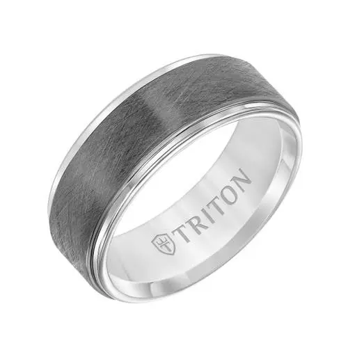 TRITON 8mm Tungsten Carbide Ring - Metallic Silver