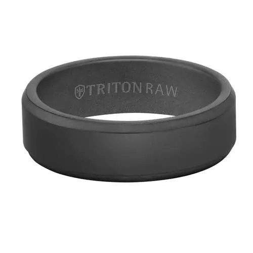 TRITON 7mm Tungsten Carbide Ring With Dlc Finish And Matte Bevel Edge