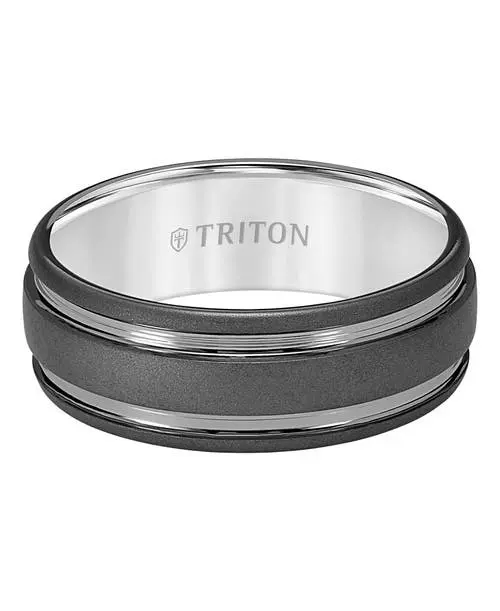 TRITON 8mm Tungsten Carbide Band With Raised Groove Design