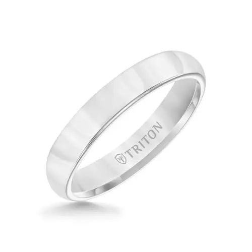 TRITON 4mm Tungsten Carbide Band With Bright Finish And Flat Edge