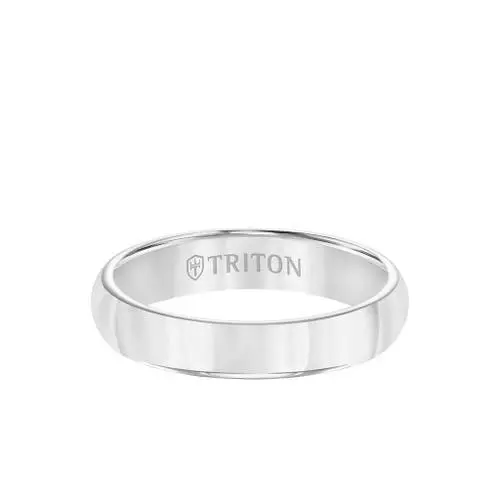 TRITON 4mm Tungsten Carbide Band With Bright Finish And Flat Edge