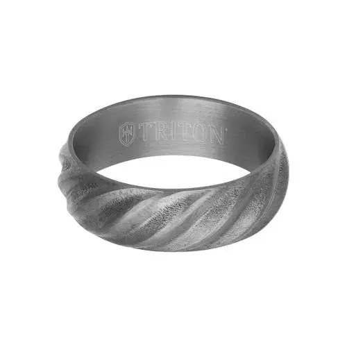 TRITON 7mm Tantalum Ring With Roped Inlay