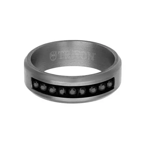 TRITON 7mm Tantalum Ring With Black Sapphires