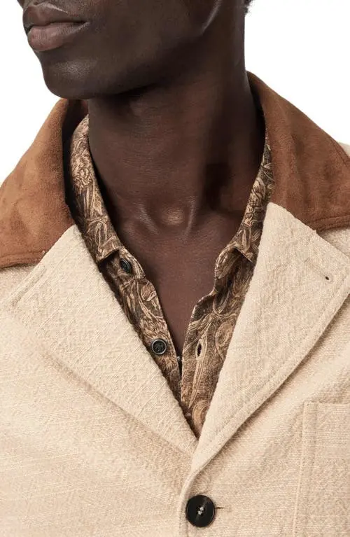 John Varvatos Barnes Cotton Jacket With Suede Collar
