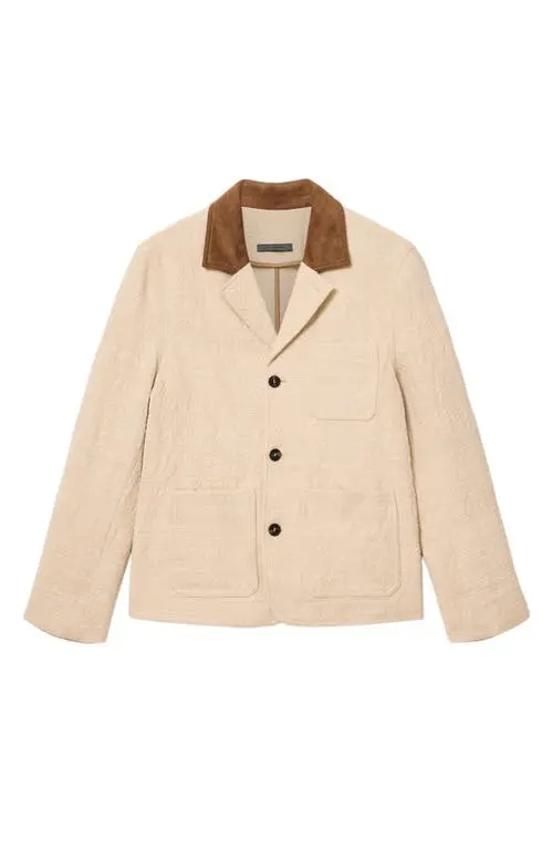 John Varvatos Barnes Cotton Jacket With Suede Collar