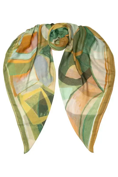 ELIZABETTA Tropeamodal Cotton Silk Scarf Shawl - Green