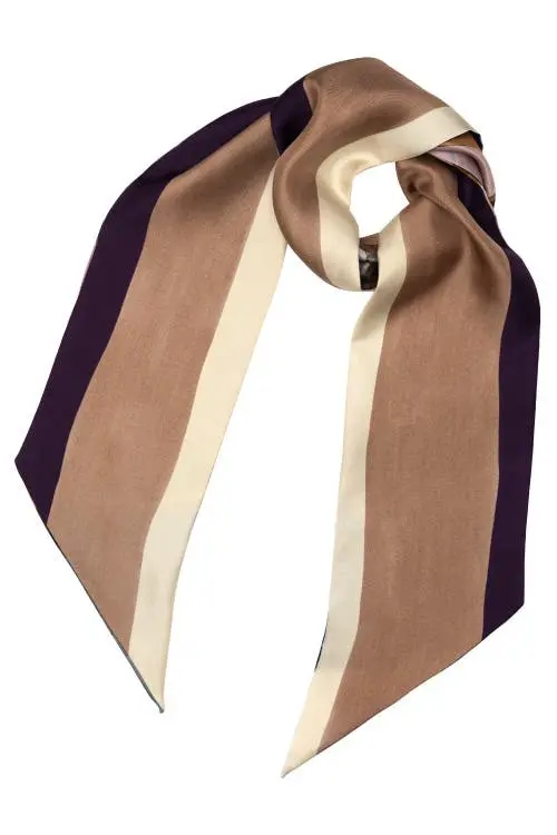ELIZABETTA Liaskinny Silk Scarf - Blue And Tan