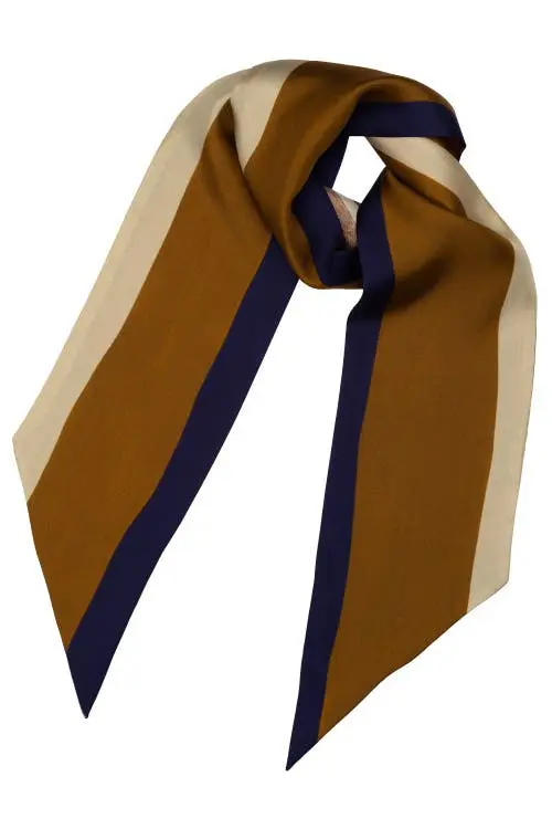 ELIZABETTA Liaskinny Silk Scarf - Bronze & Indigo