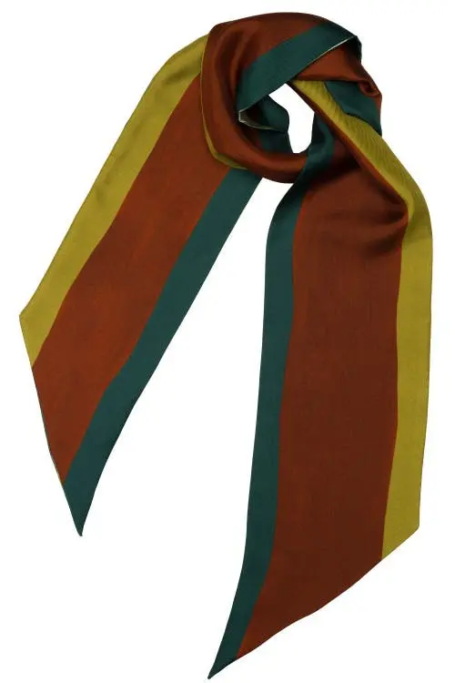 ELIZABETTA Liaskinny Silk Scarf - Green And Terracotta