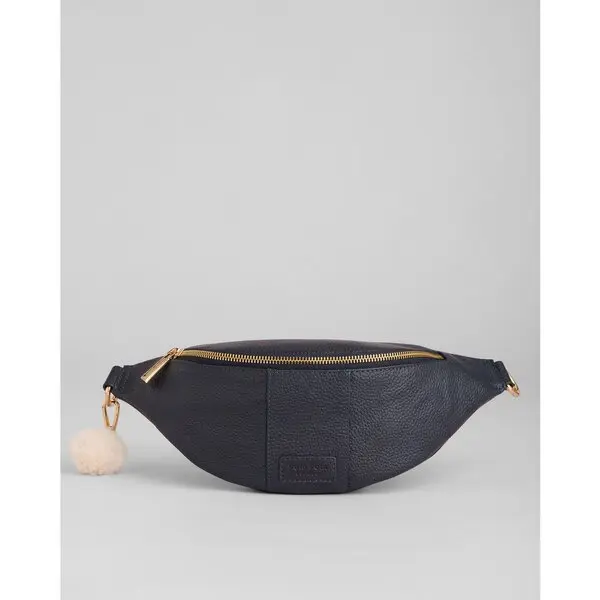 POM POM LONDON Leather Belt Bag - Navy