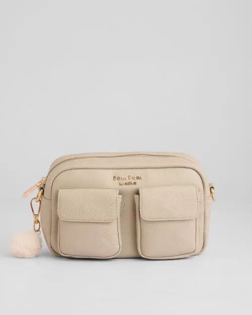 POM POM LONDON Chiswick Crossbody Bag - Stone