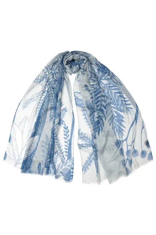 ELIZABETTA Palmamodal Cotton Silk Scarf/shawl - Blue