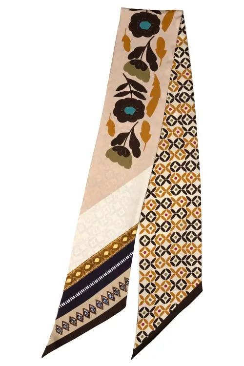 ELIZABETTA Pamelaskinny Silk Scarf - Neutrals