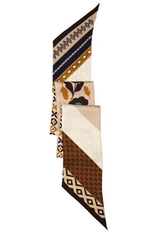 ELIZABETTA Pamelaskinny Silk Scarf - Neutrals
