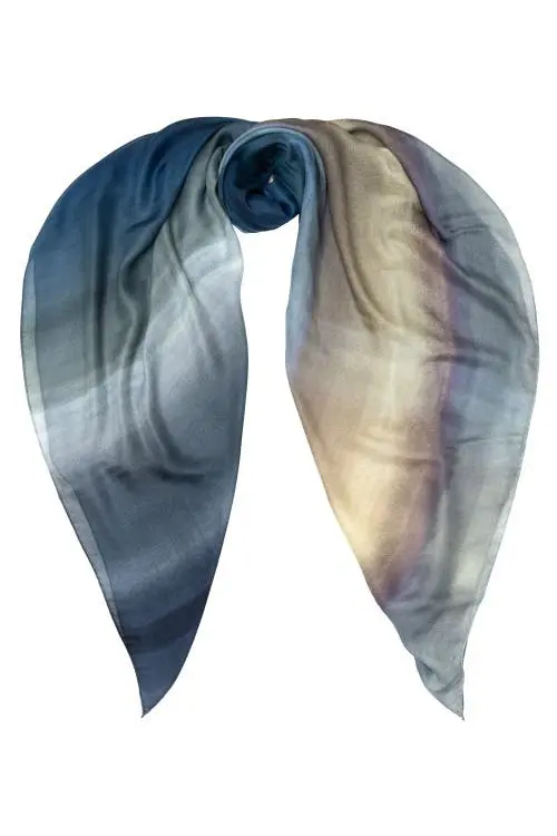 ELIZABETTA Etnamodal Silk Scarf Shawl - Ocean Blue