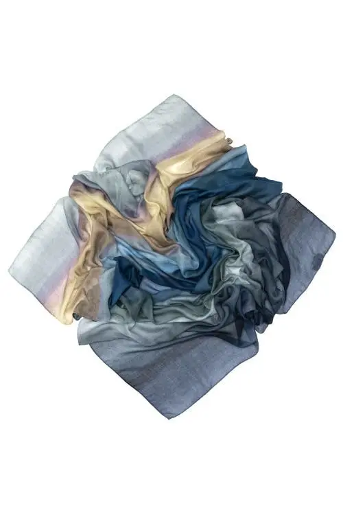 ELIZABETTA Etnamodal Silk Scarf Shawl - Ocean Blue