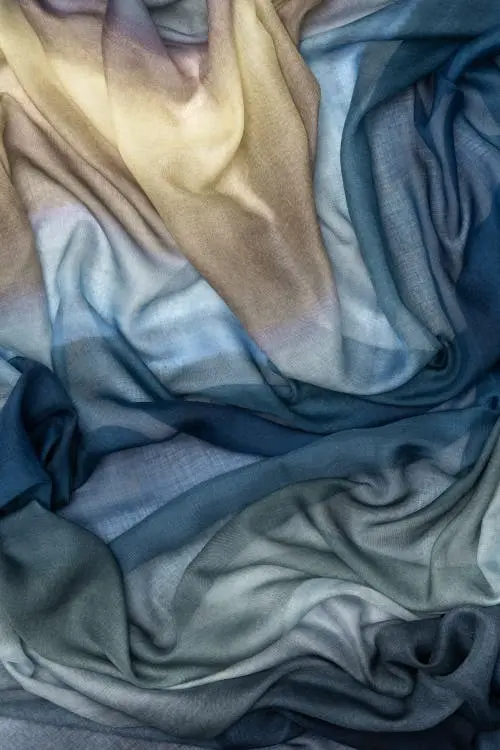 ELIZABETTA Etnamodal Silk Scarf Shawl - Ocean Blue