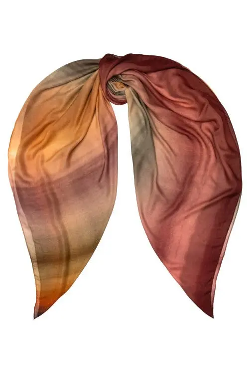 ELIZABETTA Etnamodal Silk Scarf Shawl - Sunset Red