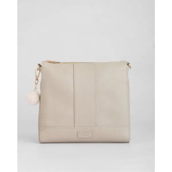 POM POM LONDON Westminster Crossbody Bag - Stone