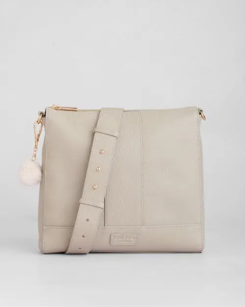 POM POM LONDON Westminster Crossbody Bag - Stone