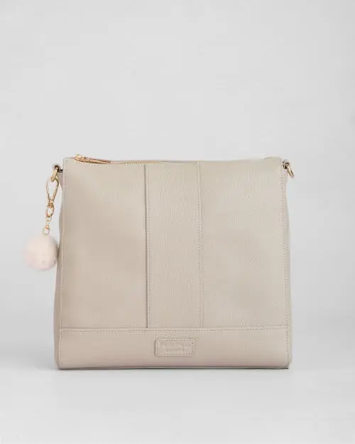 POM POM LONDON Westminster Crossbody Bag - Stone