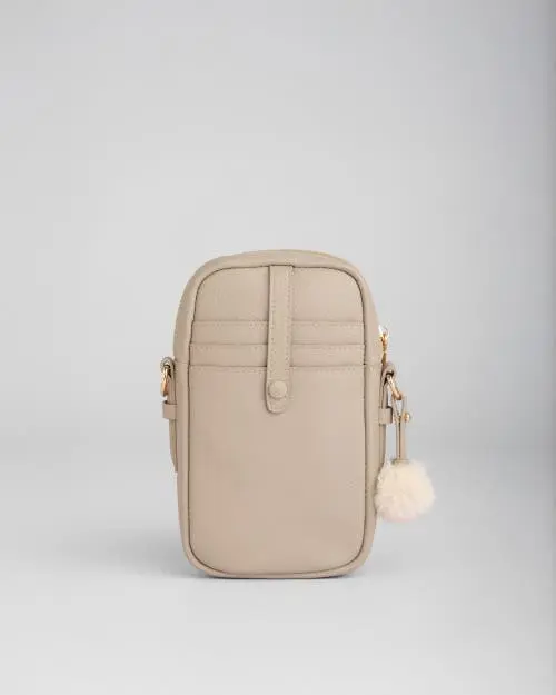 POM POM LONDON Eaton Leather Crossbody Bag - Stone & Maple