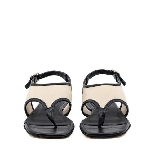ANDREA GOMEZ Dani Canvas Flat Sandal - Off White