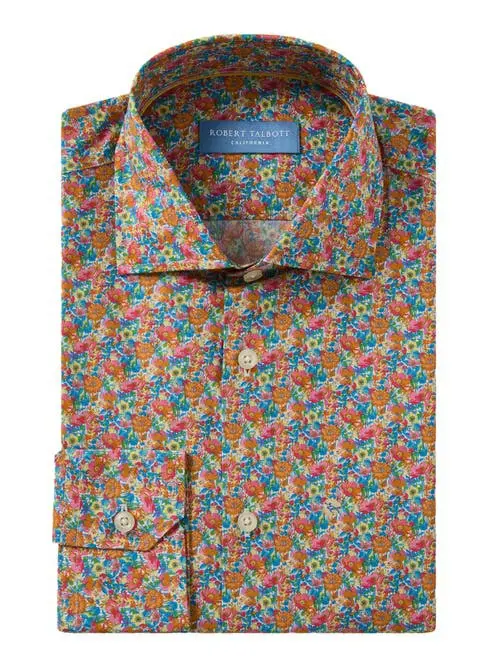 Robert Talbott Reynolds Printed Floral Shirt - Blue Multi