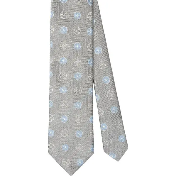 Robert Talbott Flower Jacquard Necktie - Gray