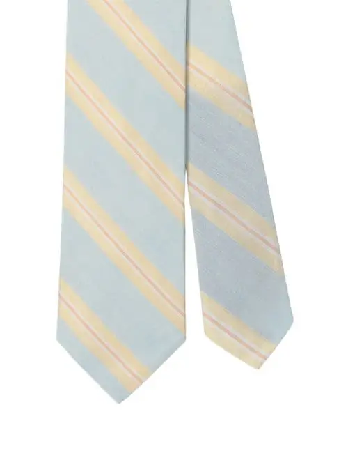 Robert Talbott Silk Linen Stripe Necktie - Light Blue