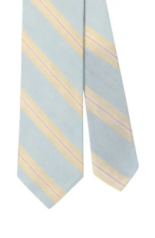 Robert Talbott Silk Linen Stripe Necktie - Light Blue