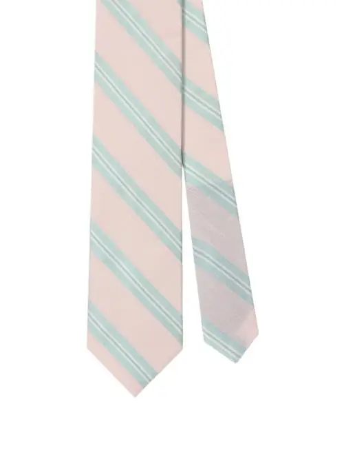 Robert Talbott Silk Linen Stripe Necktie - Pink