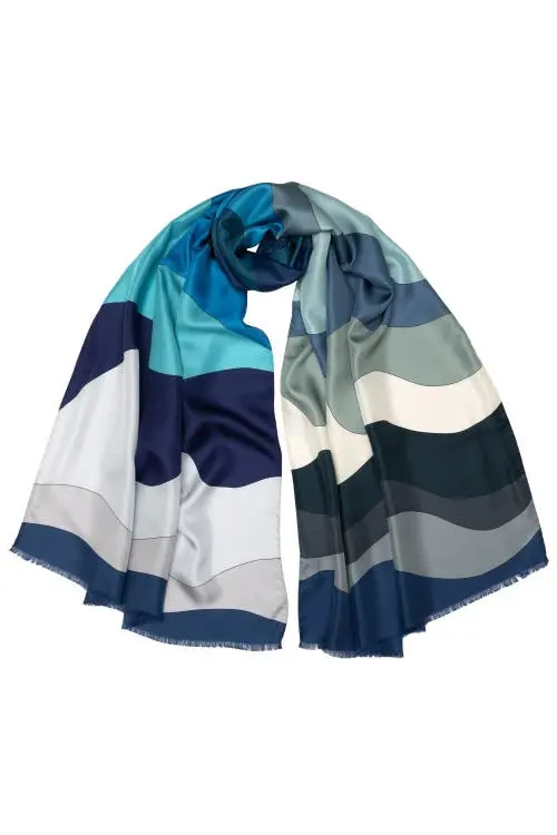 ELIZABETTA Ondasilk Scarf Shawl - Blue