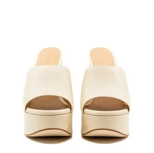 ANDREA GOMEZ Fabiola Leather Platform Slides - Off White