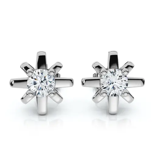 BLISS DIAMOND 1/3ct Diamond Starburst Stud Earrings 14k Gold Lab Grown 1/3" Wide - 14k White Gold